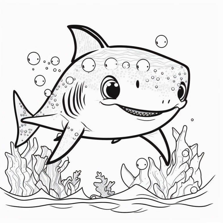 Cute shark coloring page Lulu Pages