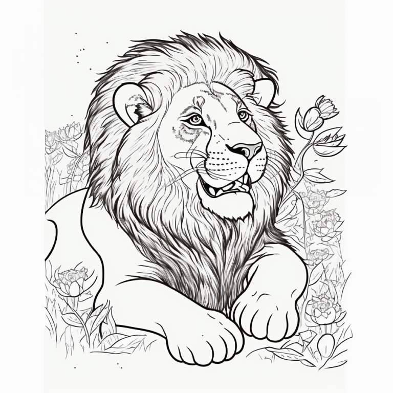 Realistic lion coloring page Lulu Pages