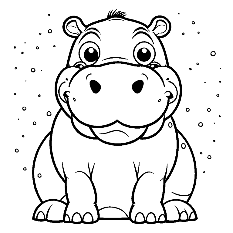 Cute smiling hippopotamus coloring page Lulu Pages
