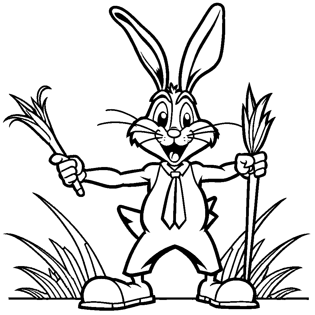 Happy bugs bunny pointing coloring page Lulu Pages