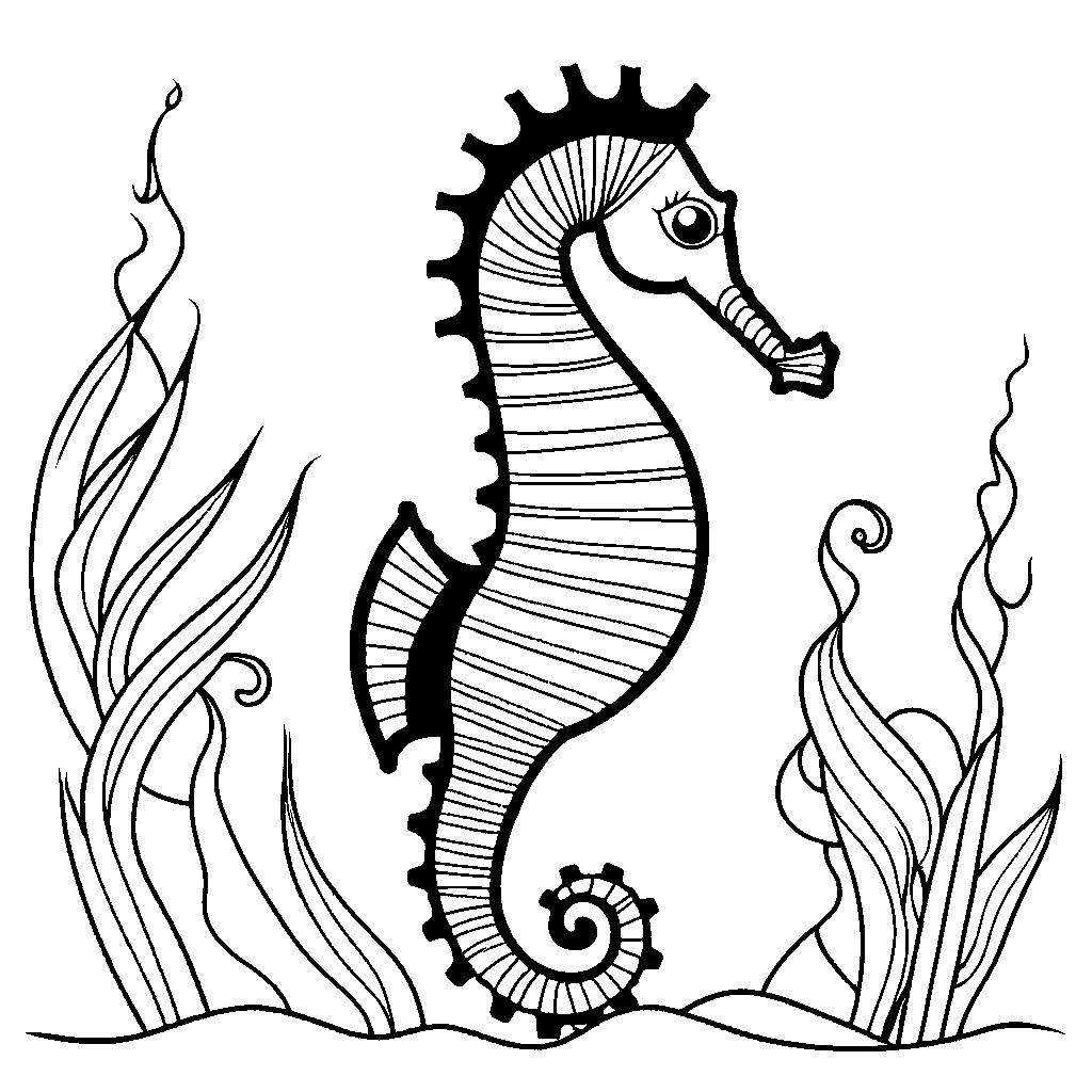 Seahorse with seashells coloring page Lulu Pages