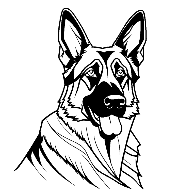Alert german shepherd basic drawing coloring page Lulu Pages