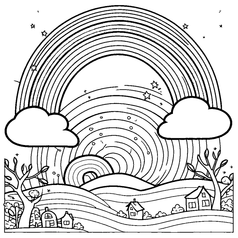 Big rainbow design coloring page Lulu Pages