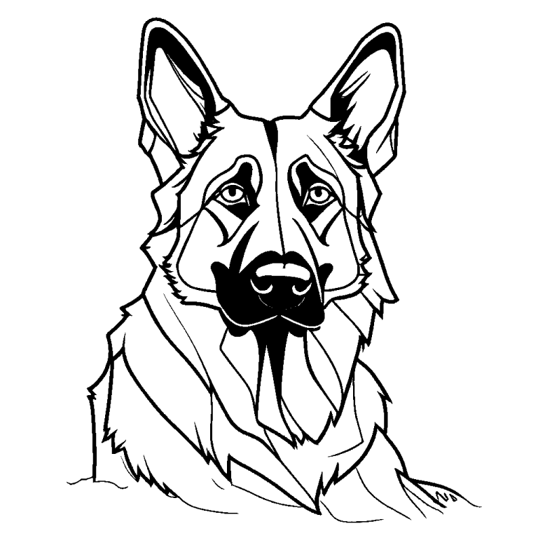 German Shepherd Dog Coloring Pages Sketch Coloring Page