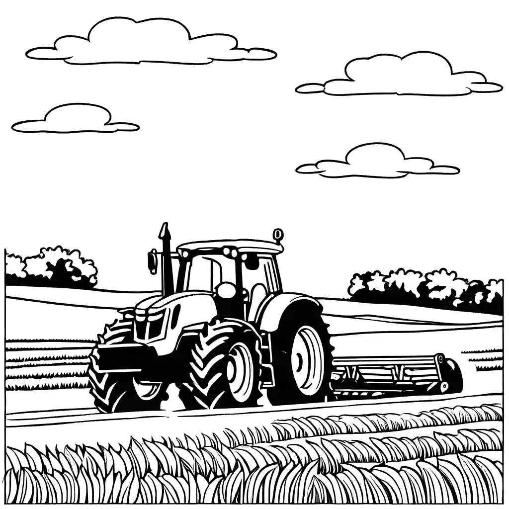 Tractor plowing field coloring page Lulu Pages