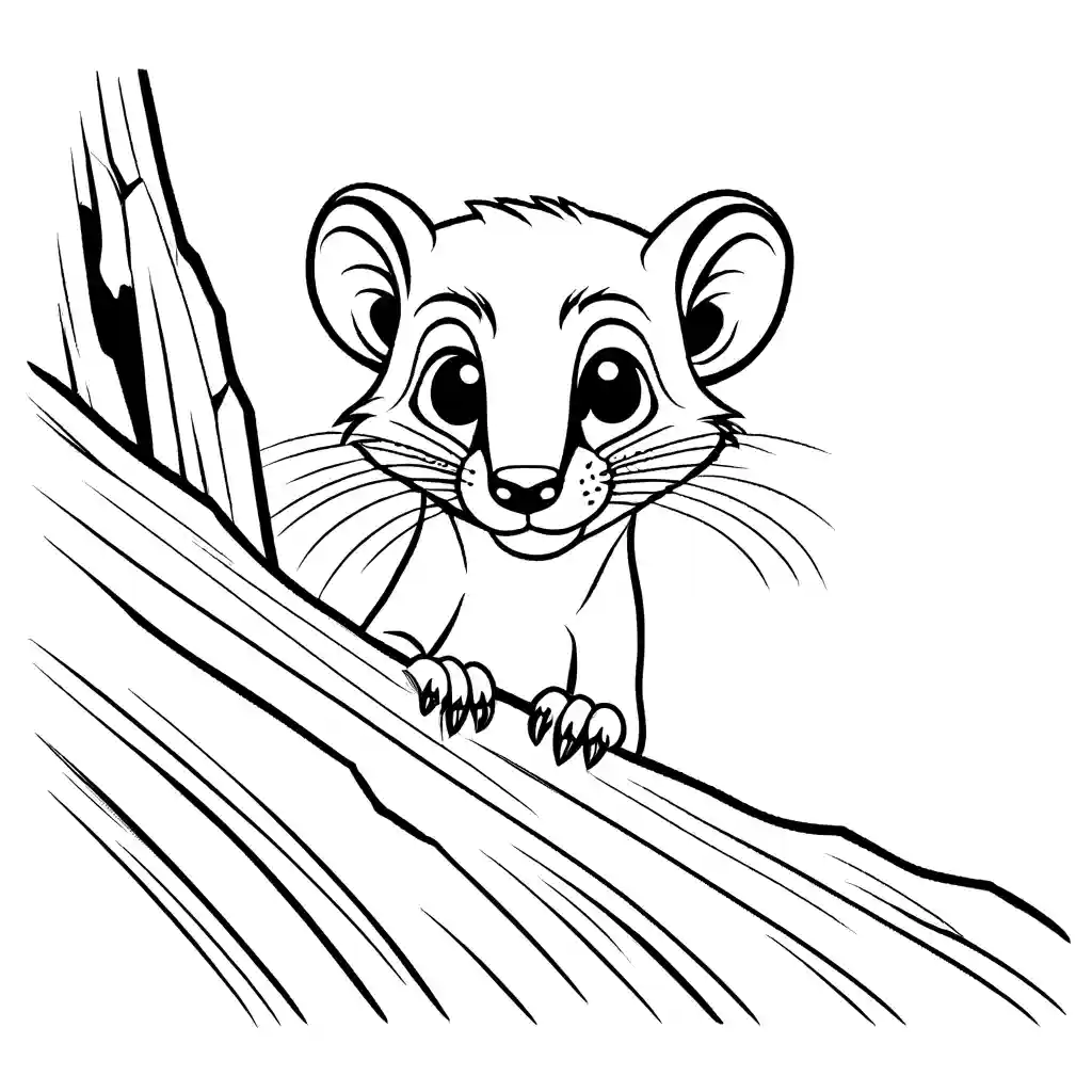 Mischievous weasel behind rock coloring page Lulu Pages