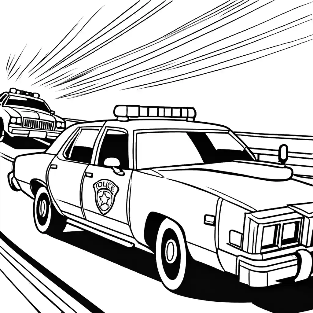 Police car in high-speed chase coloring page Lulu Pages