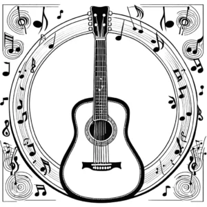 Easy guitar coloring page for kids Lulu Pages
