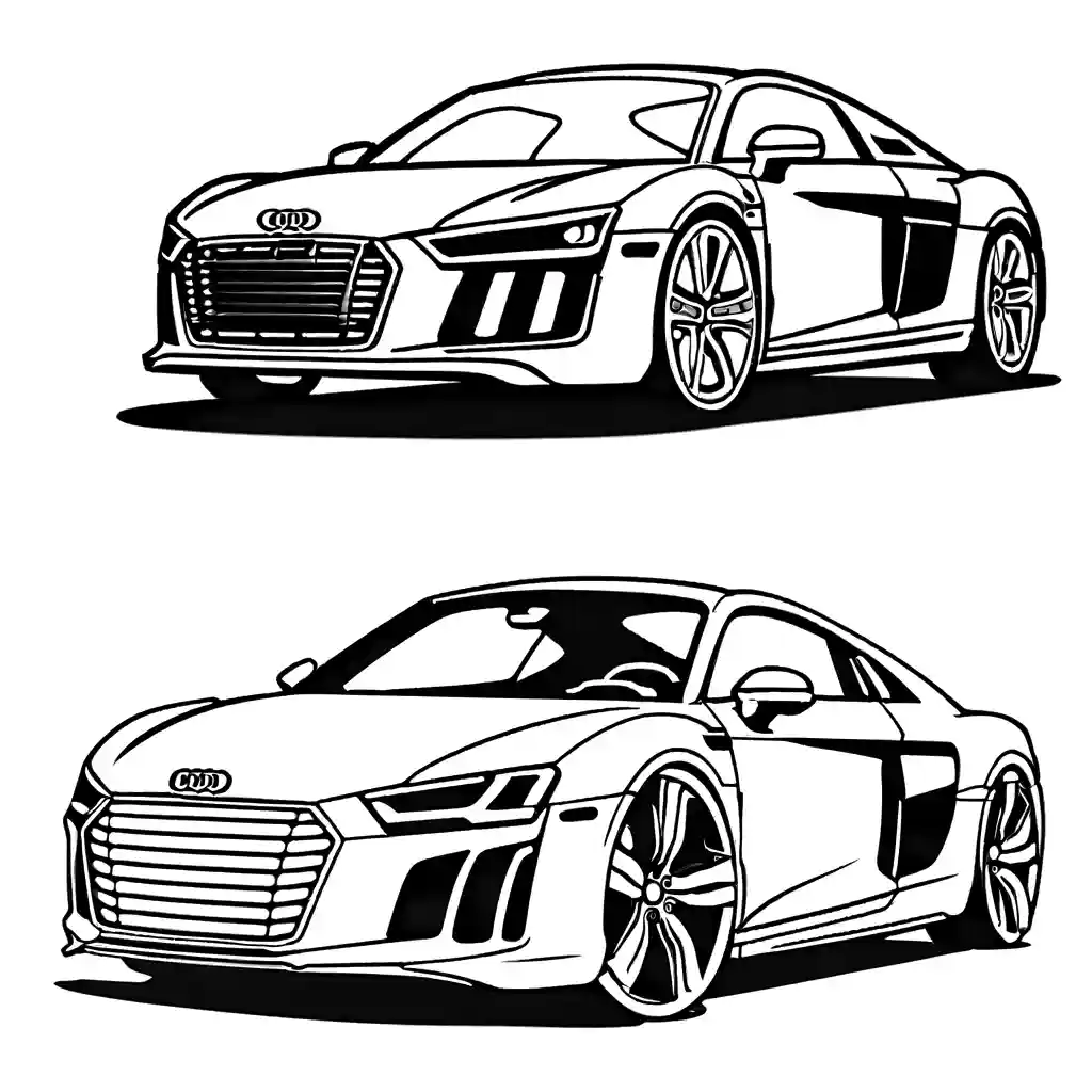Audi car coloring page - front and side view Lulu Pages