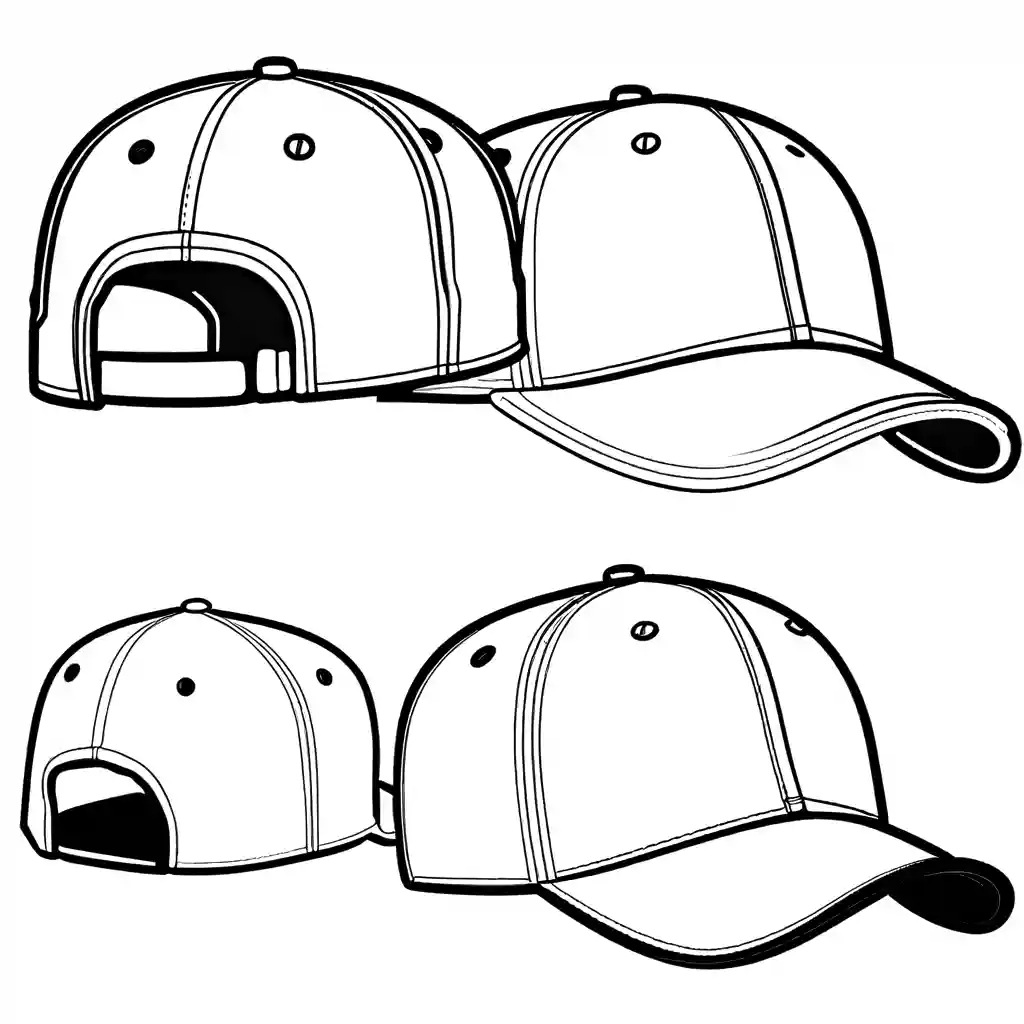 Baseball cap coloring page - front and side view Lulu Pages