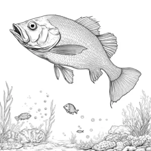 Bass fish swimming coloring page Lulu Pages