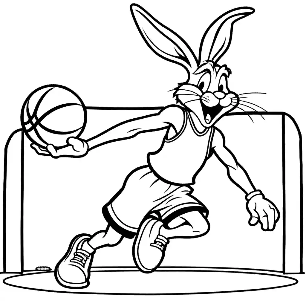 Bugs bunny playing basketball coloring page Lulu Pages