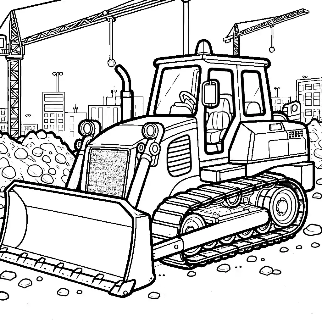 Bulldozer at a construction site coloring page Lulu Pages