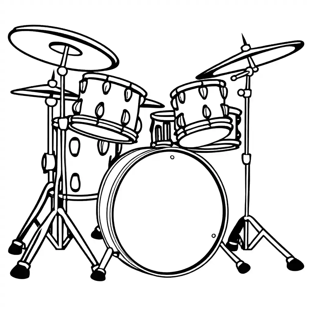 Cartoon drum set coloring page Lulu Pages