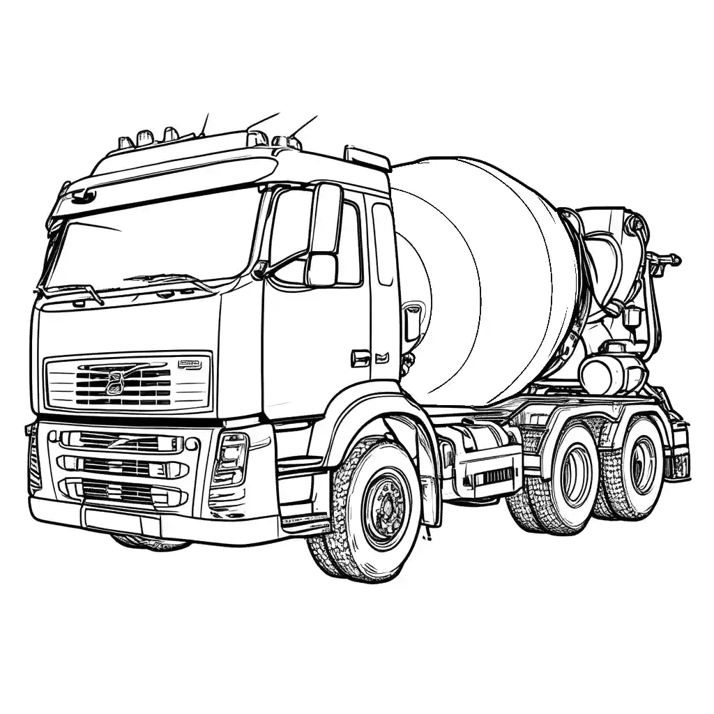 Cement truck line art coloring page Lulu Pages