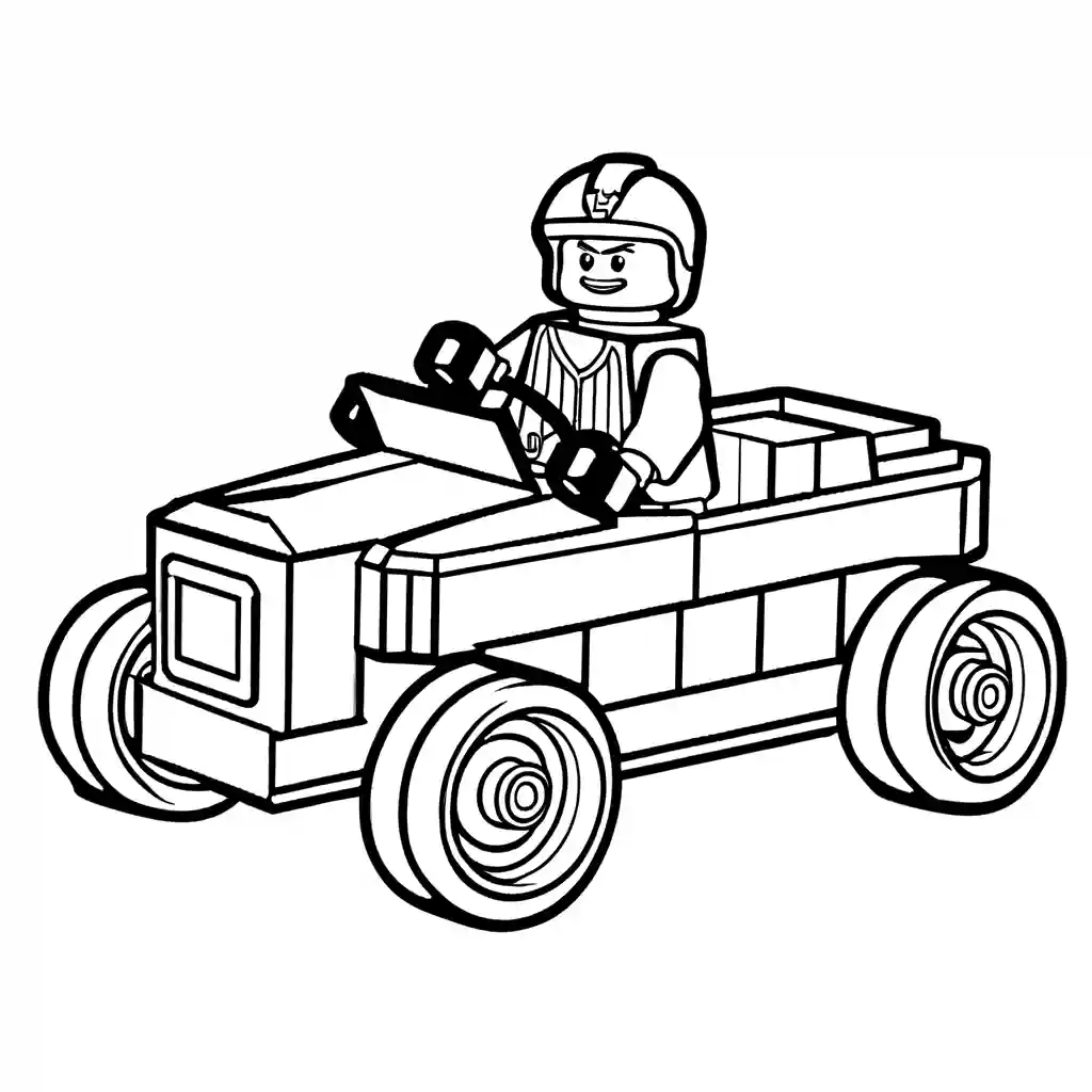 Coloring page of lego car with driver Lulu Pages