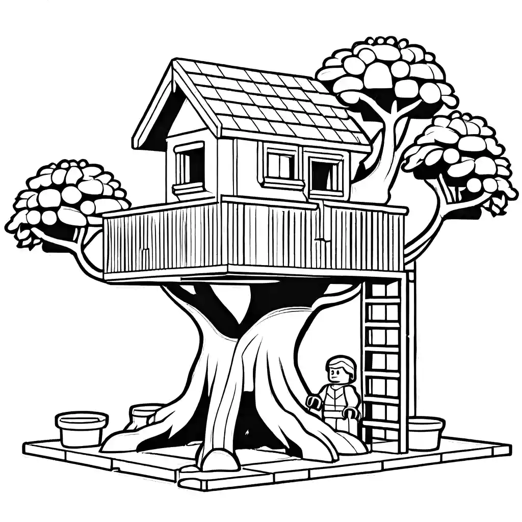 Coloring page of lego treehouse playtime Lulu Pages