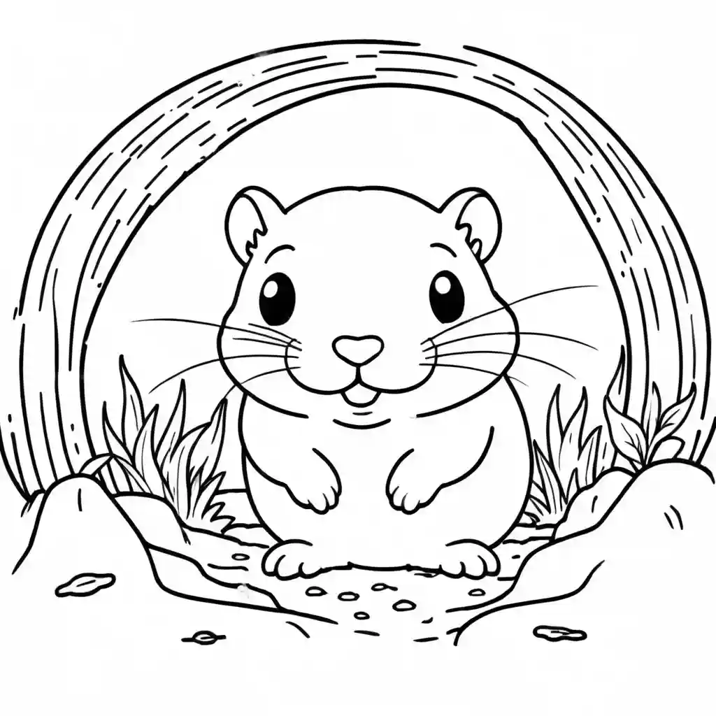 Coloring page of a vole in a burrow Lulu Pages