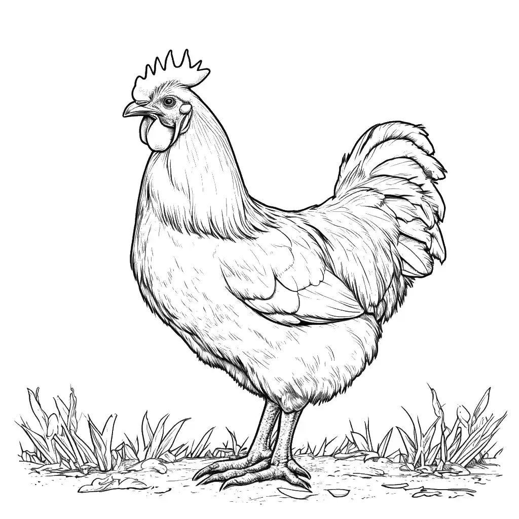 Farm chicken coloring page Lulu Pages