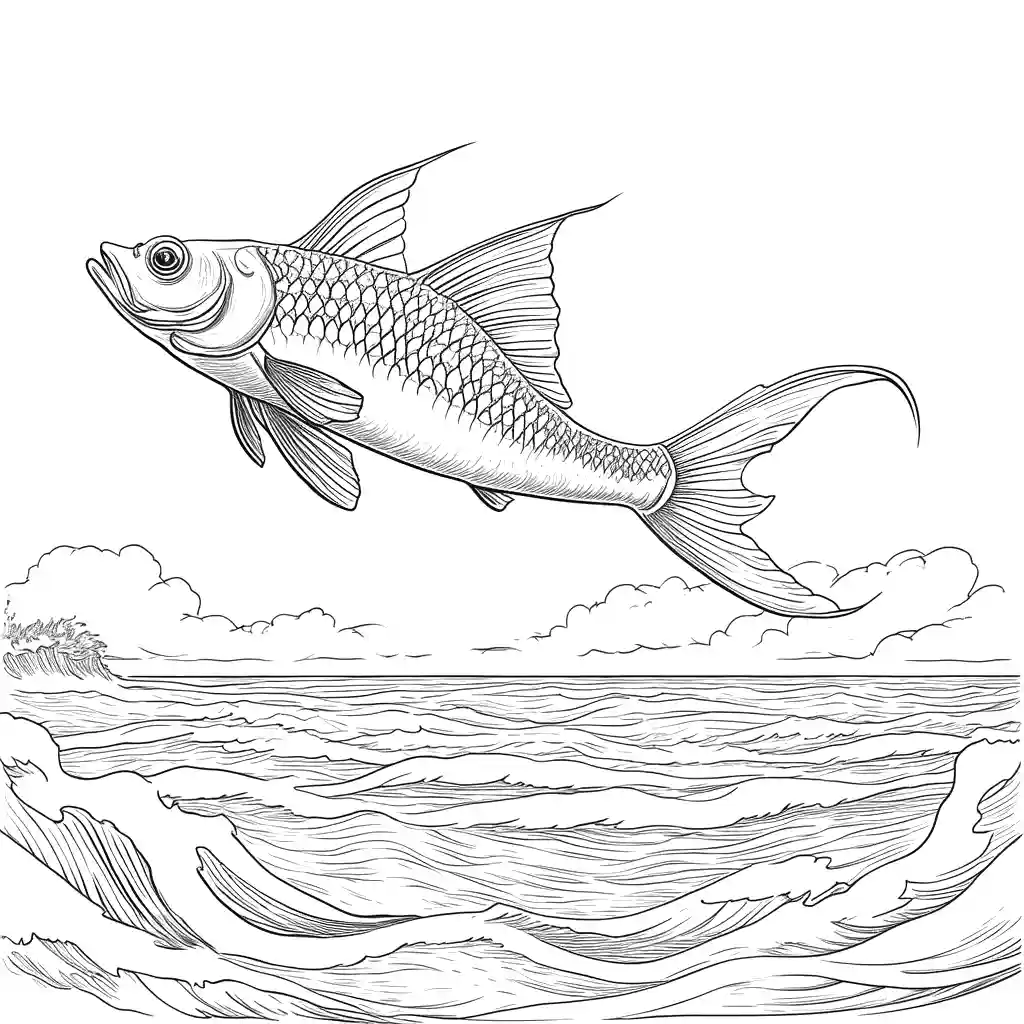 Flying fish in motion coloring page Lulu Pages