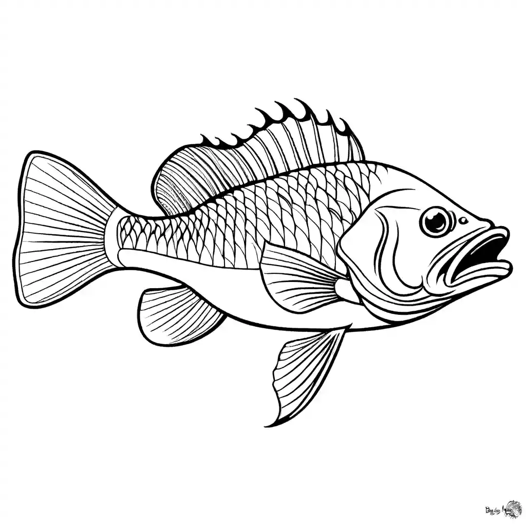 Página para colorir de peixe robalo intrincado Lulu Pages