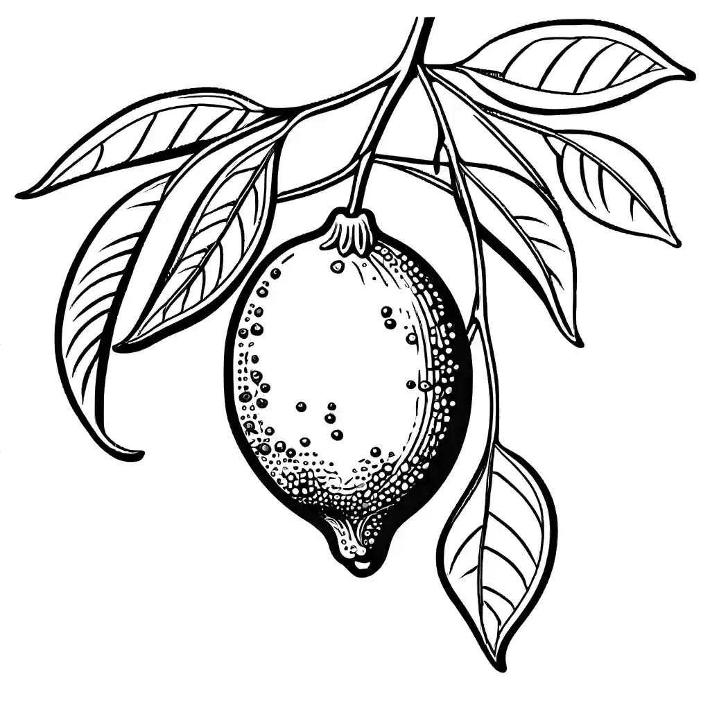 Lemon on a branch coloring page Lulu Pages
