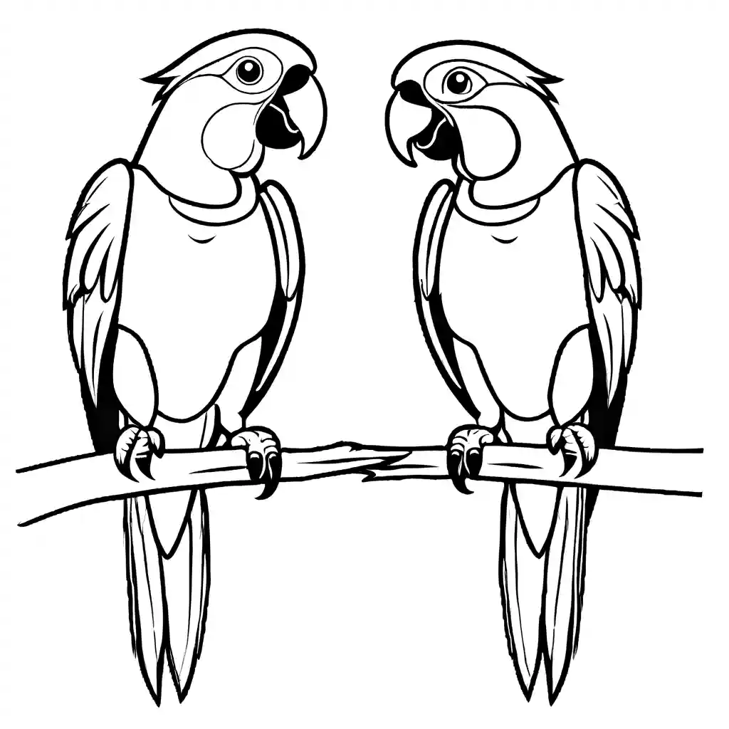 Parrot friends on a branch coloring page Lulu Pages