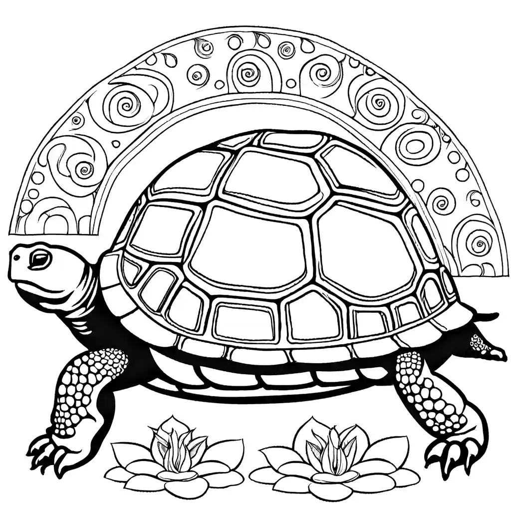 Patterned shell tortoise with rainbows coloring page Lulu Pages