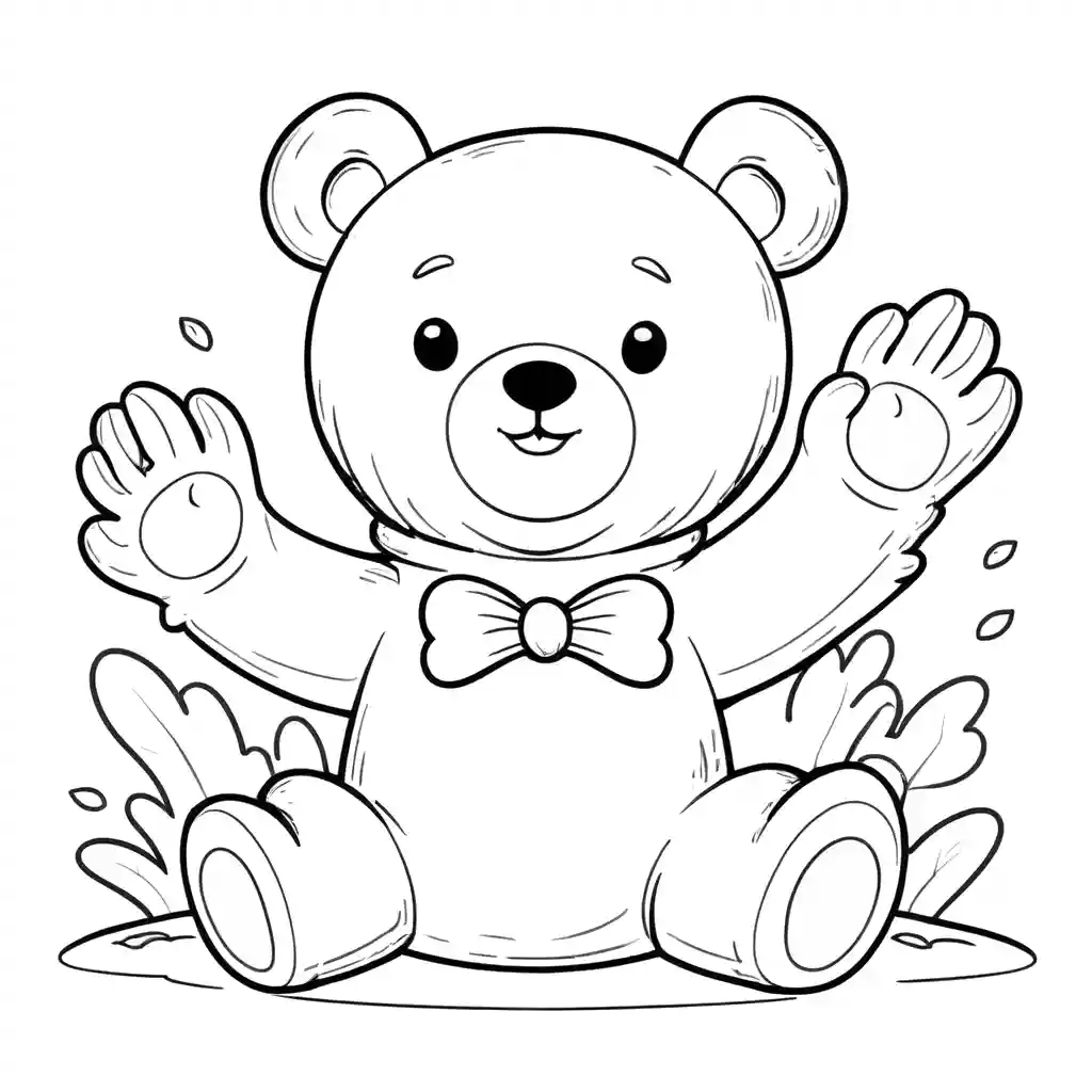 Playful teddy bear lying down coloring page Lulu Pages