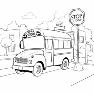 School bus at bus stop coloring page Lulu Pages