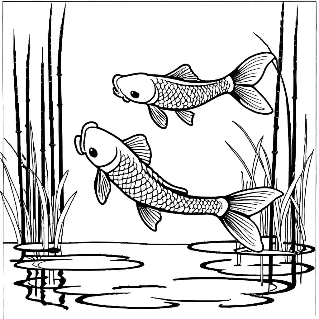 Serene koi pond coloring page Lulu Pages
