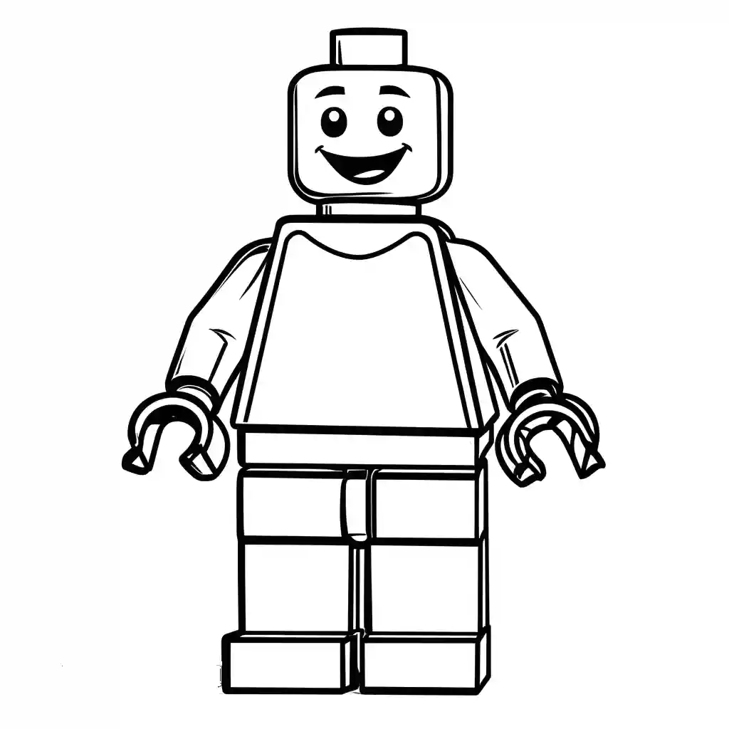 Smiling lego brick character coloring page Lulu Pages