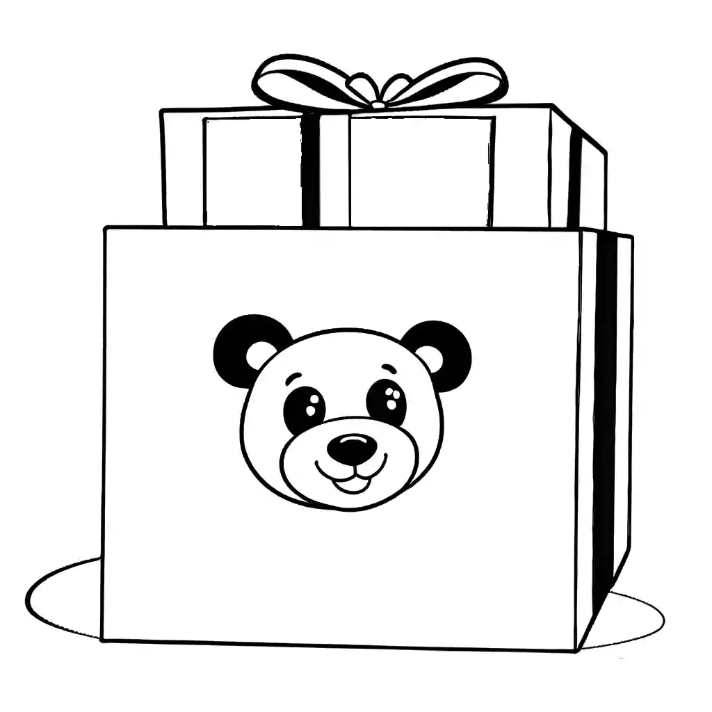Teddy bear with gift box coloring page Lulu Pages