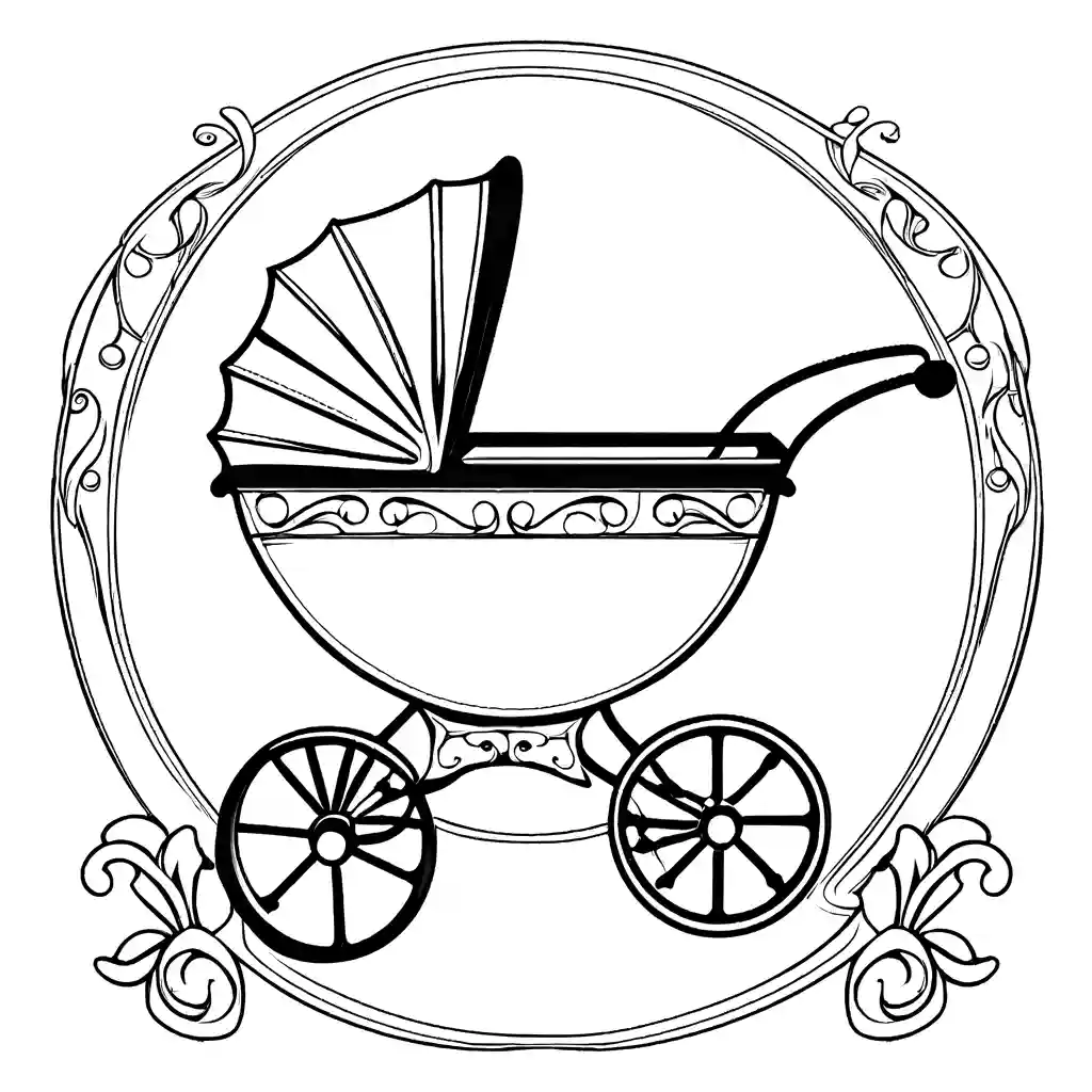 Art nouveau doll pram coloring page Lulu Pages