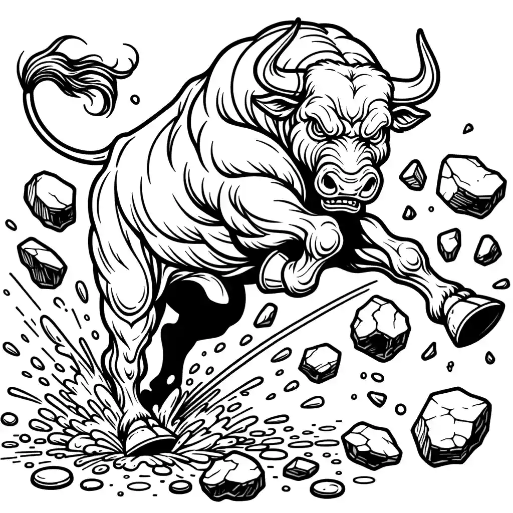 Bull kicking stones coloring page Lulu Pages