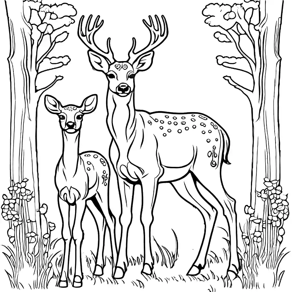 Deer family coloring page Lulu Pages