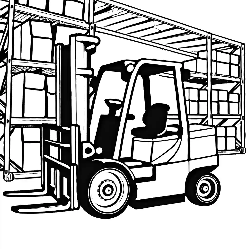 Forklift in industrial warehouse coloring page Lulu Pages Forklift in industrial warehouse coloring page Lulu Pages