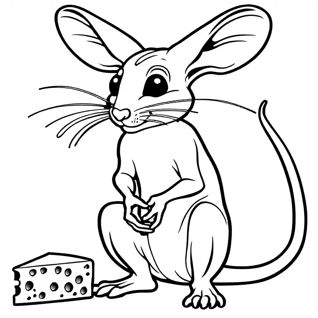 Jerboa holding a piece of cheese coloring page Lulu Pages