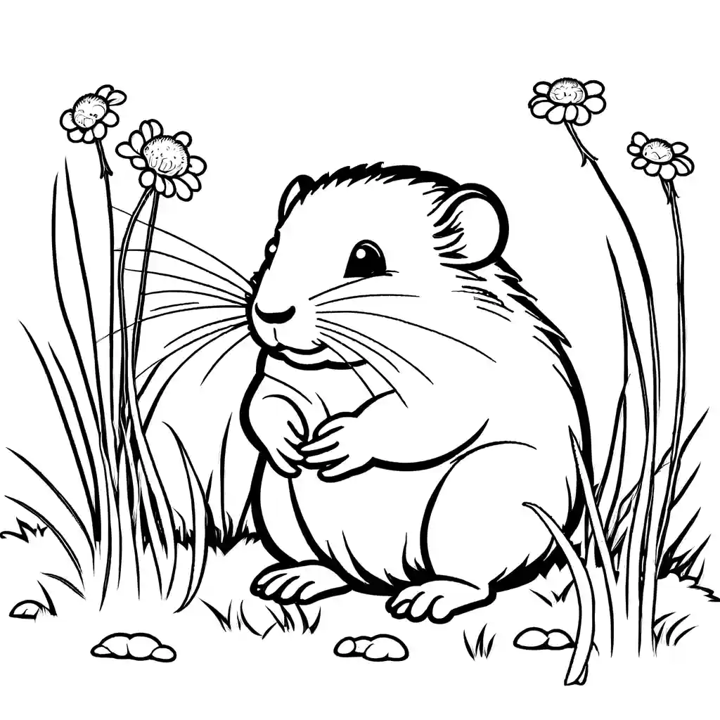 Lemming in a meadow coloring page Lulu Pages