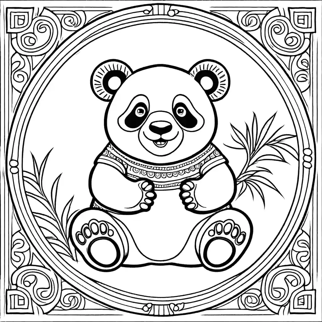 Panda waving hello coloring page Lulu Pages