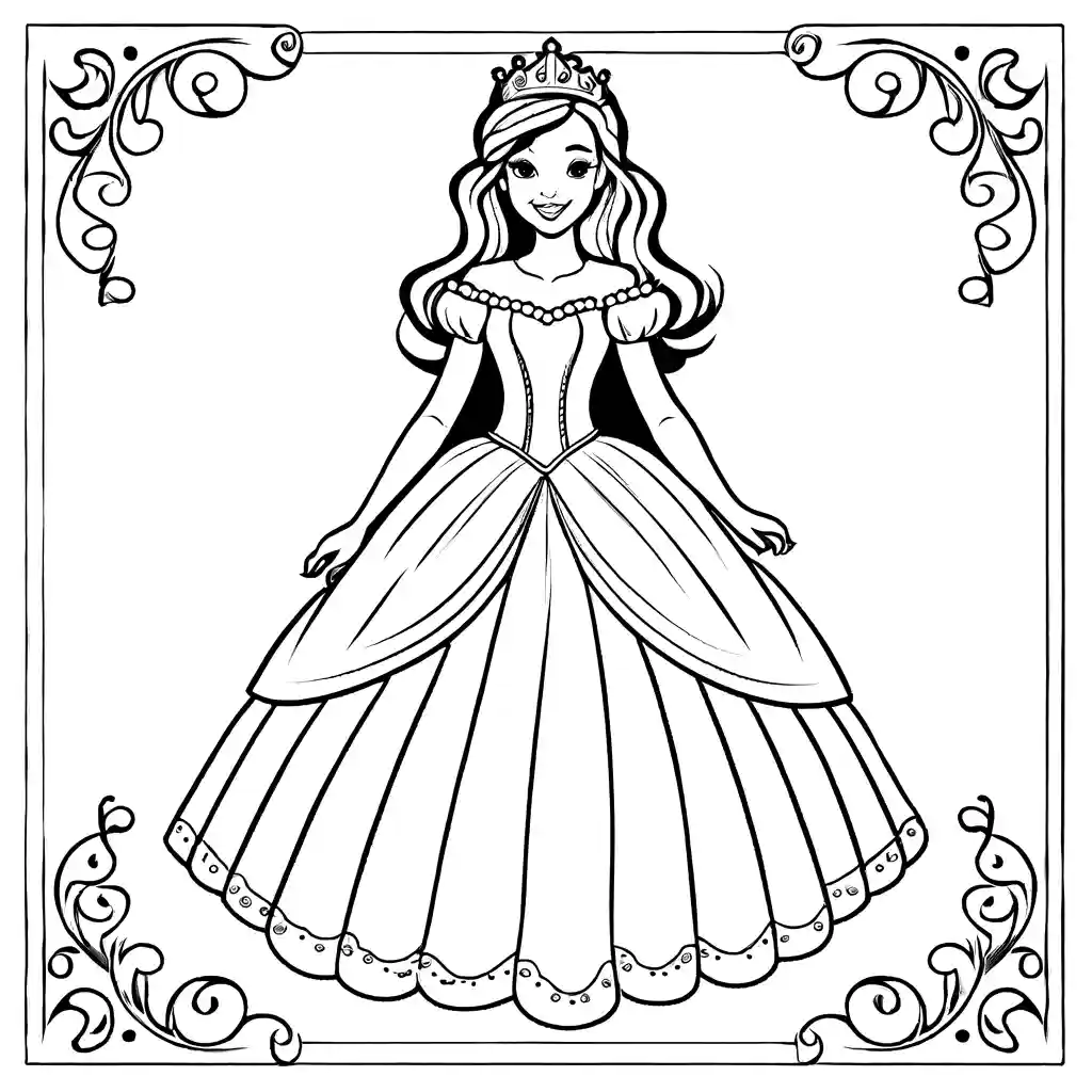 Princess-style girly dress coloring page Lulu Pages