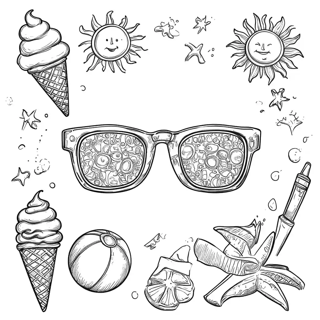 Summer fun sunglasses coloring page Lulu Pages