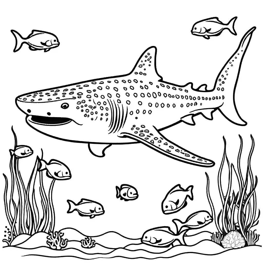 Whale shark in the ocean coloring page Lulu Pages
