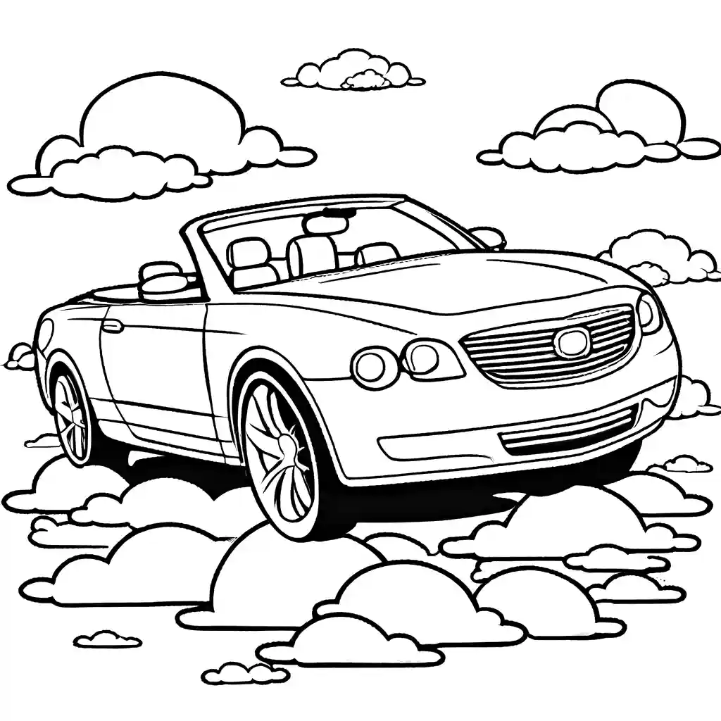 Convertible car above the clouds coloring page Lulu Pages
