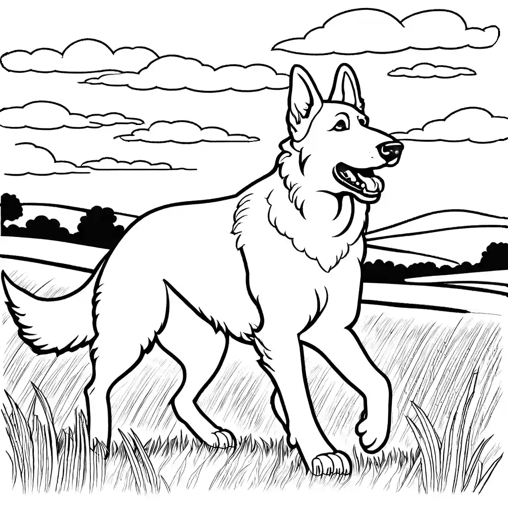 German shepherd running coloring page Lulu Pages