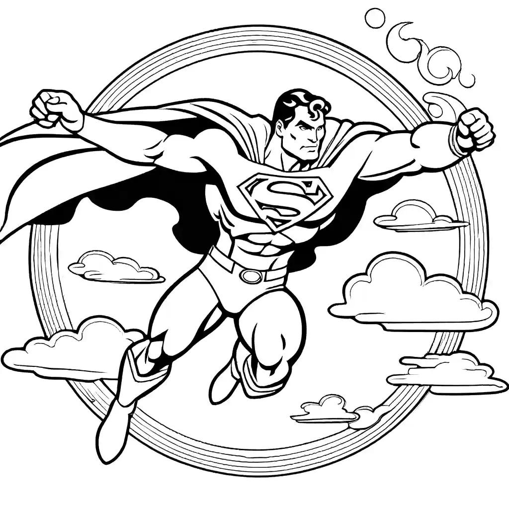 Superman volando por el cielo para colorear Lulu Pages