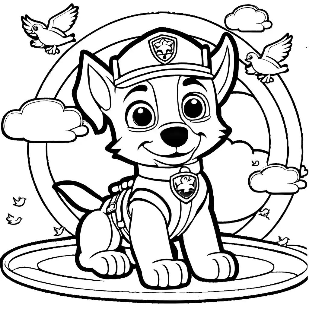 Chase from paw patrol with clouds coloring page Lulu Pages