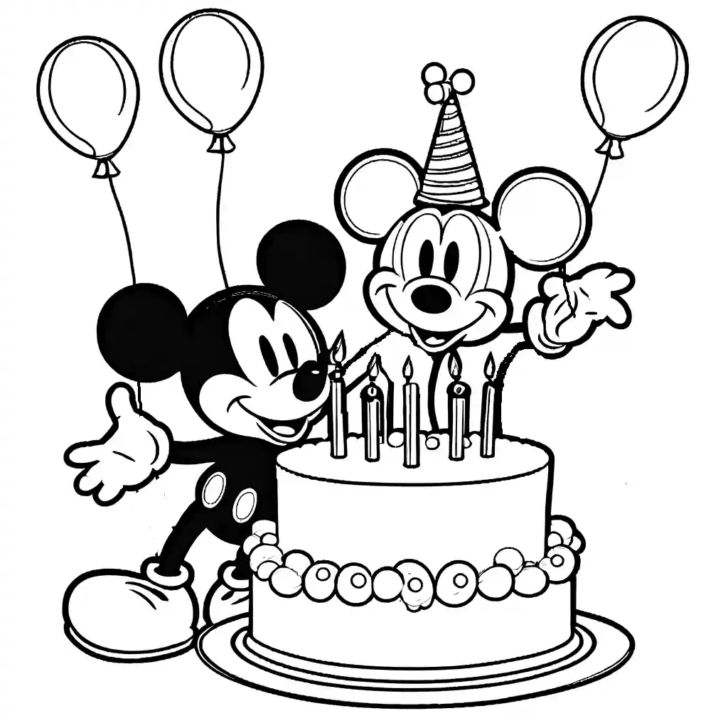 Mickey and minnie celebrate a birthday coloring page Lulu Pages