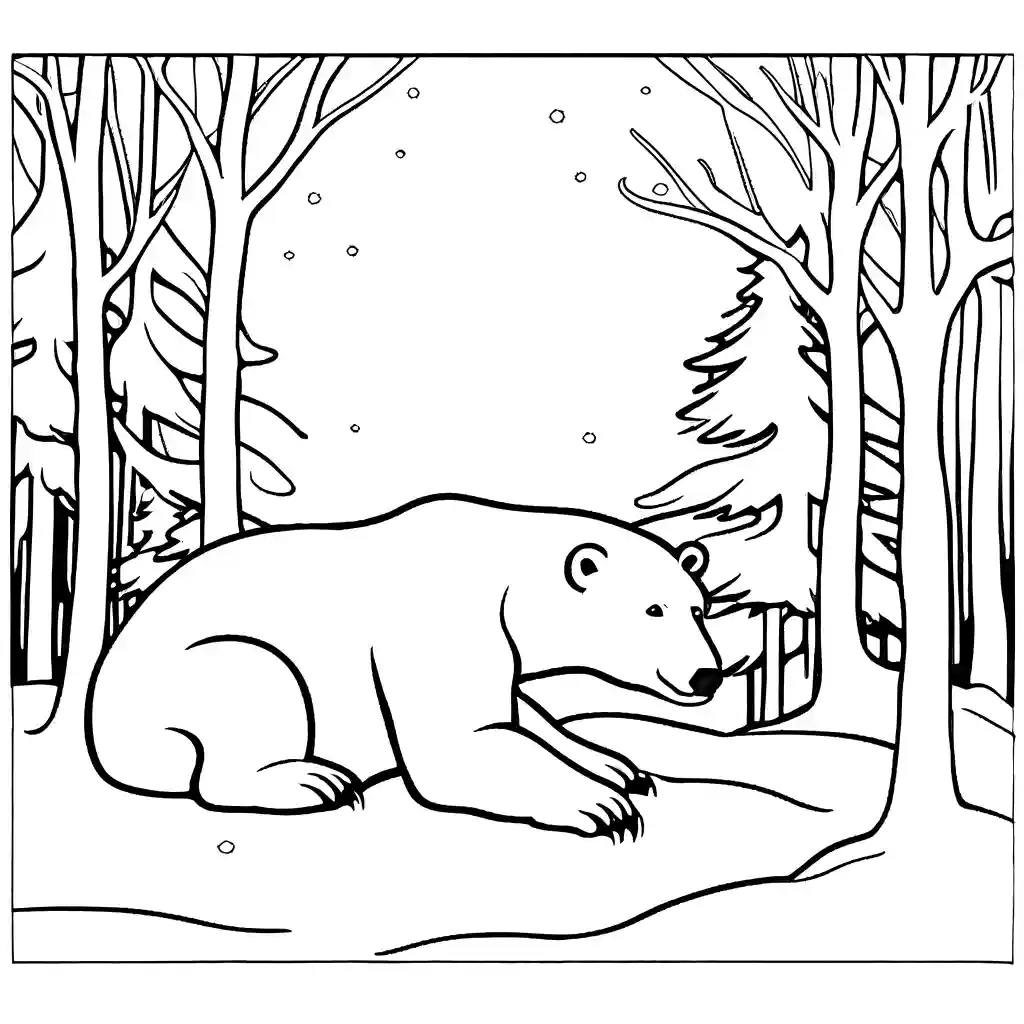 Polar bear under northern lights coloring page Lulu Pages