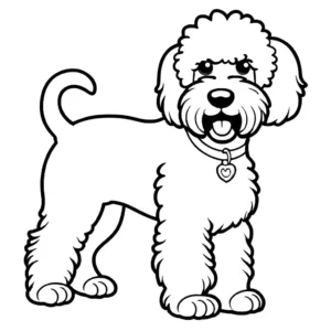 Labradoodle under a tree coloring page Lulu Pages